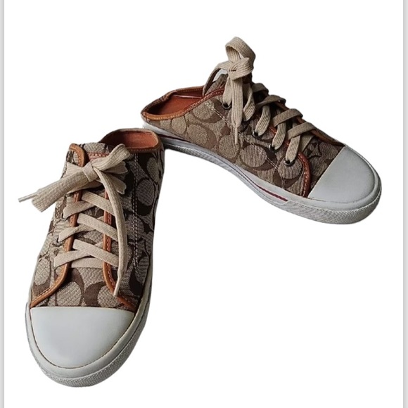 Coach | Shoes | Coach Bridget Mule Canvas Sneakers Womens Sz 8 Logo ...